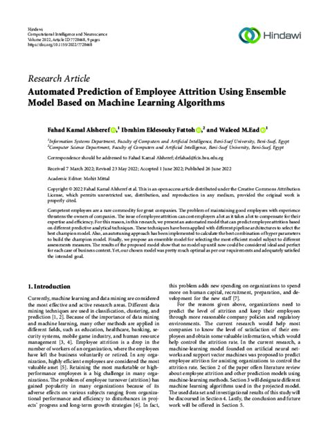 Pdf Automated Prediction Of Employee Attrition Using Ensemble Model