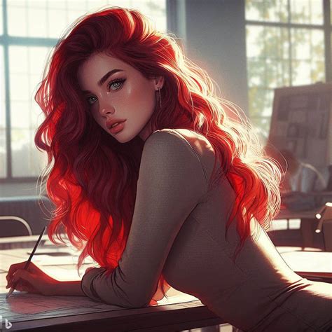 Red Haired Beauty In Class By Picknikker On Deviantart