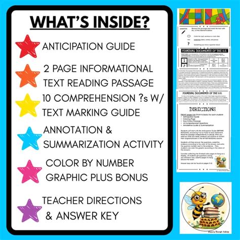 Founding Documents Of The Us Color By Number Reading Passage And Text Marking