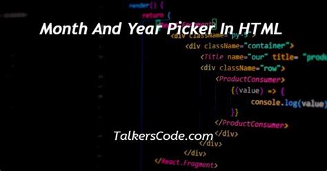 Month And Year Picker In HTML