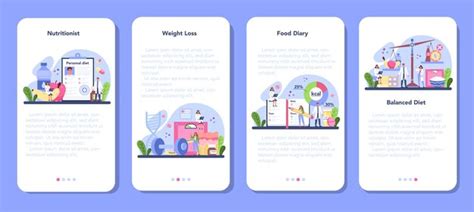 Premium Vector Nutritionist Mobile Application Banner Set