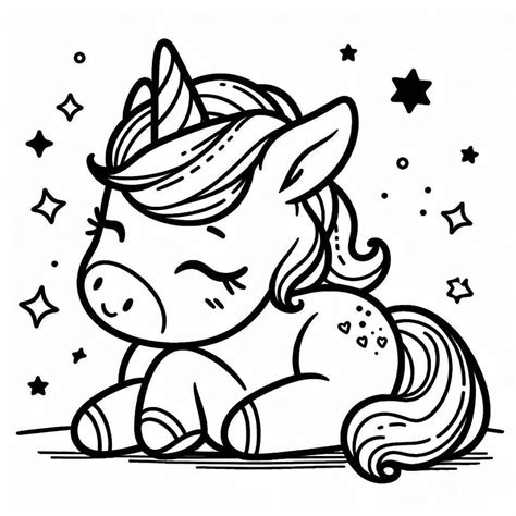 Desenhos De Um Unicornio Bebe Adorável Para Colorir E Imprimir