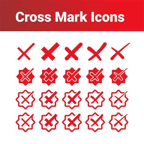 Premium Vector Red Cross Reject X No Wrong Cancel Delete Vote Incorrecr Sign Icon Set Graphic