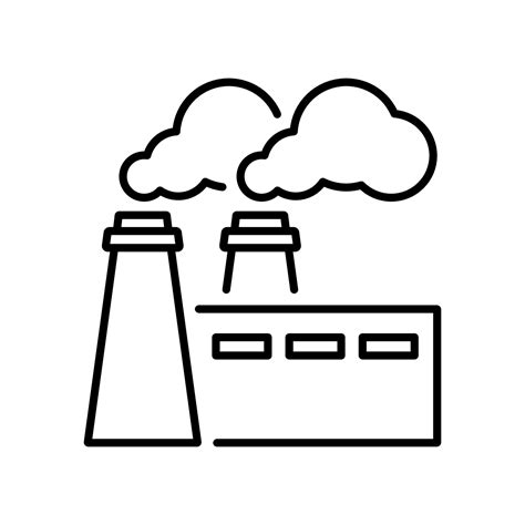 Factory Industry Building Line Icon Industrial Production Pollution Linear Pictogram Refinery