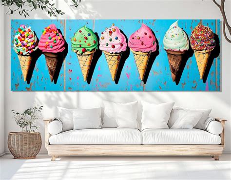 Abstract Ice Cream Canvas Print Ice Cream Wall Art Kitchen Wall Decor