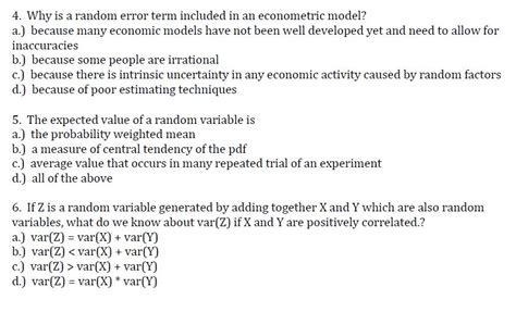 Solved 4 Why Is A Random Error Term Included In An