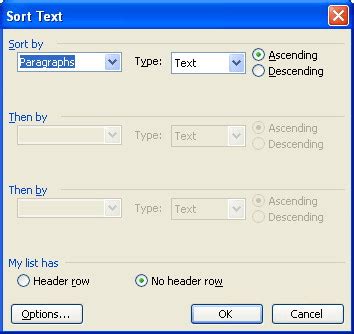 Sorting Tabular Tables Microsoft Word