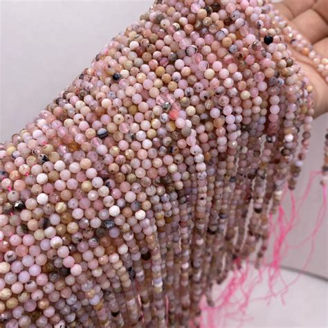 천연 세미 귀중 한 돌 핑크 오팔 접선 비행기 원형 스페이서 비즈 보석 만들기 Diy 목걸이 액세서리구슬 Aliexpress