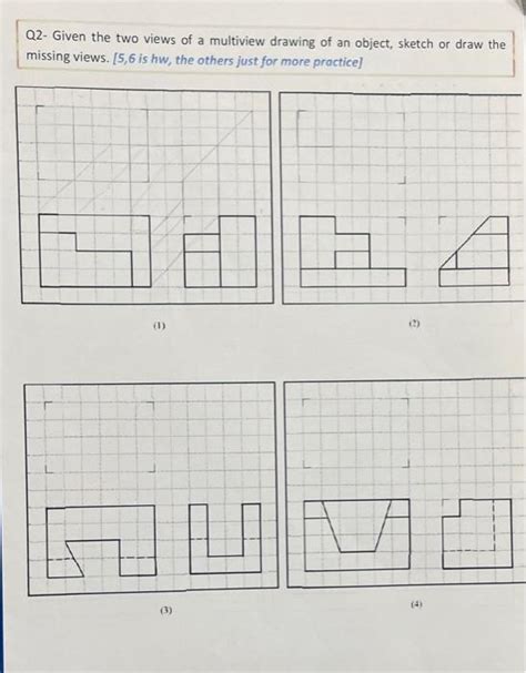 solved q2 given the two views of a multiview drawing of an