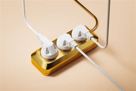 Golden Multi Socket With Connected Power Plugs Stock Illustration Illustration Of Protector