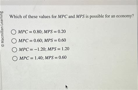 Solved Which Of These Values For MPC And MPS Is Possible For Chegg Com