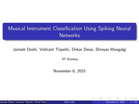 Ppt Musical Instrument Classification Using Spiking Neural Networks Powerpoint Presentation