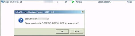 ARCserve Media Is Requested During Merge Single Tape Backup Already In Drive Data Storage