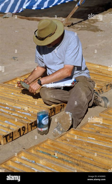 Geologist Logging Drill Cores Stock Photo Alamy