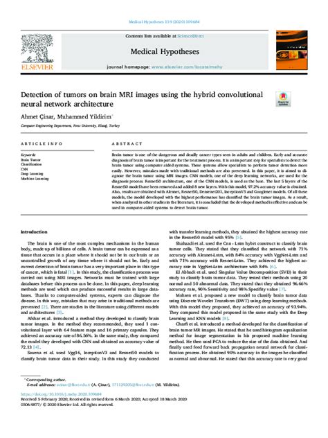 Pdf Hybrid Cnn For Mri Based Brain Tumor Detection