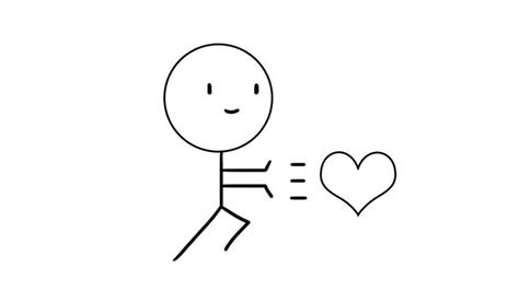 简笔画可爱小人发送爱心 发爱心的小人怎么画 画趣文库（我爱生活）