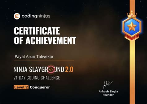 Payal Talwekar On Linkedin Ninjaslayground Codingninjas Level2achievement Codinggoals