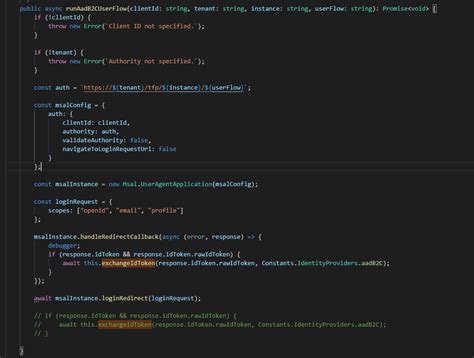 new ms developer portal adb2c login user is not logged in for first