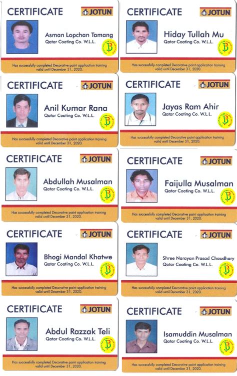 QA QC Certificate Qatar Coating Co Suroor Baliyoor