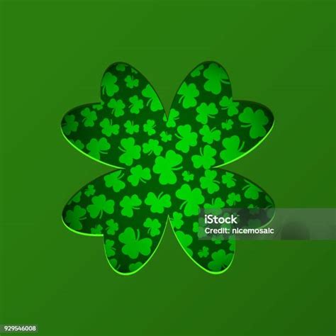 클로버와 세인트 패 트 릭의 날 벡터 배경입니다 운이 좋은 봄 기호입니다 트렌디한 종이 컷 스타일 컷아웃 종이 토끼풀 녹색 색상스톡 벡터 클로버 배경에서 3차원 형태에 대한