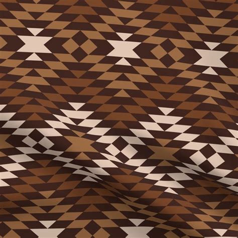 Boho Aztec Diamonds Chevron Earthy Brown Fabric Dana Du Design