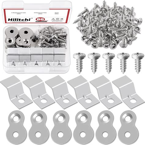Hilitchi 100pcs Silver Figure 8 Fasteners Table Top Fasteners Z Clips With Screws Table Top