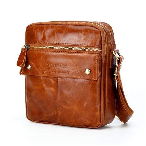 Us 3348 Vintage Genuine Leather Business Multi Pockets Shoulder Bag