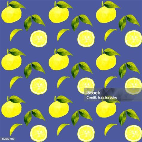 나뭇잎이 있는 유자의 매끄러운 패턴 과일의 손으로 그린 수채화 그림 감귤류 과일에 대한 스톡 벡터 아트 및 기타 이미지 감귤류 과일 건강한 식생활 겨울 Istock
