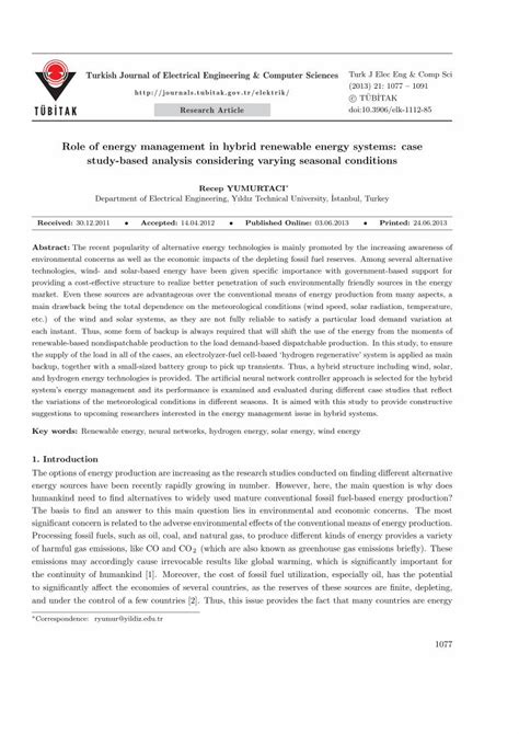 Pdf Role Of Energy Management In Hybrid Renewable Trelektrikissueselk