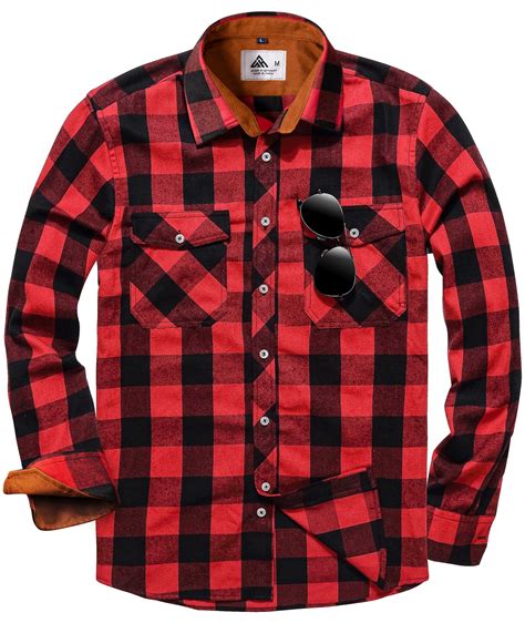 Speedrun Mens Flannel Shirts Cotton Long Sleeve Shirt Casual Button