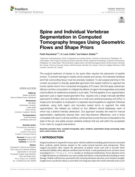 Pdf Spine And Individual Vertebrae Segmentation In Computed