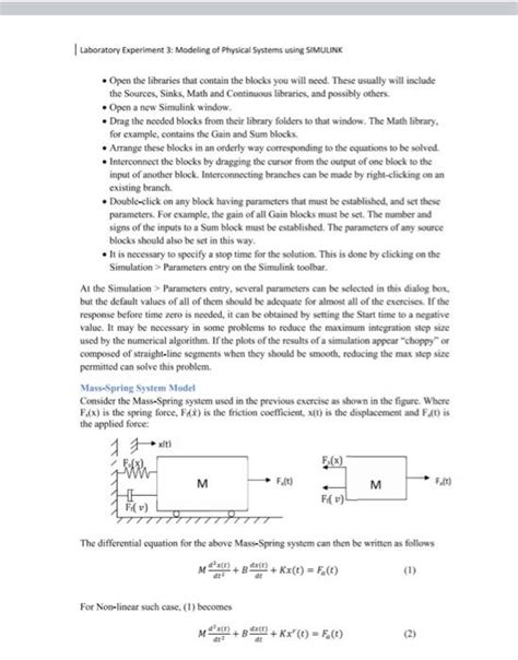 Solved Laboratory Experiment 3 Modeling Of Physical Systems