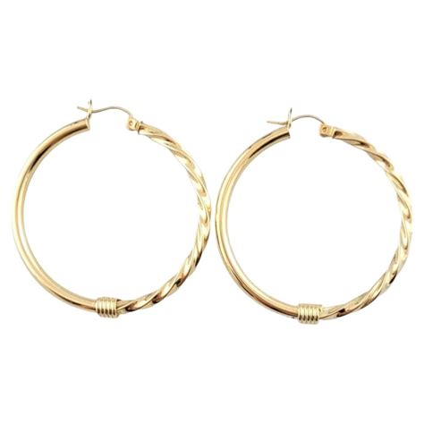 14k Yellow Gold Large Twist Hoop Earrings 16068 For Sale At 1stdibs