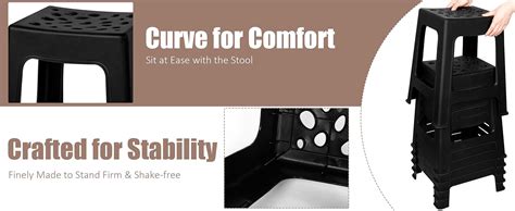 Turstin 12 Pack Plastic Stools 169 Inch Black Nesting Stools Portable Backless Bar