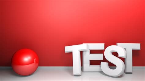 빨간색 구형3d 렌더링 그림으로 빨간색 벽에 기대어 테스트 흰색 쓰기 3차원 형태에 대한 스톡 사진 및 기타 이미지 3차원 형태 가정의 방 개념 Istock