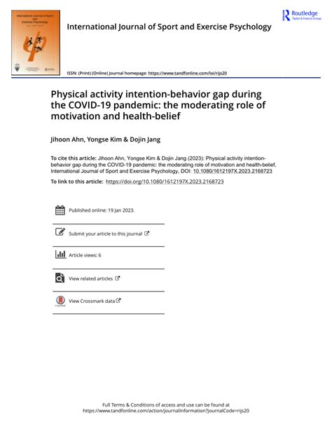 Pdf Physical Activity Intention Behavior Gap During The Covid 19