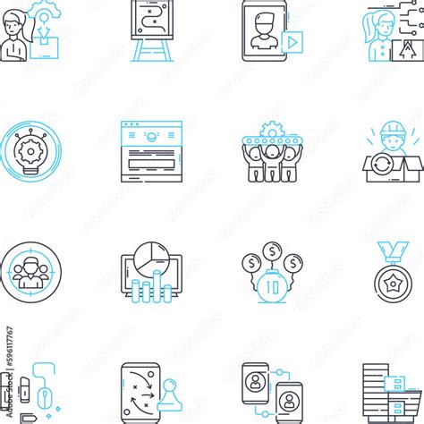 Collaborative Approach Linear Icons Set Partnership Teamwork Synergy
