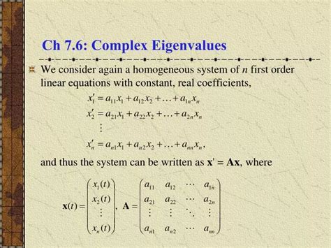 Ppt Ch 7 6 Complex Eigenvalues Powerpoint Presentation Free Download Id 4243610