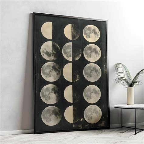 Phases Of The Moon Poster Celestial Wall Art Modern Home Decor Lunar