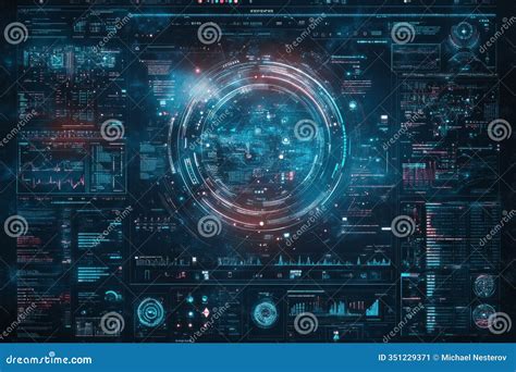 Futuristic Hud Displaying Rotating Circles And Complex Data Analysis