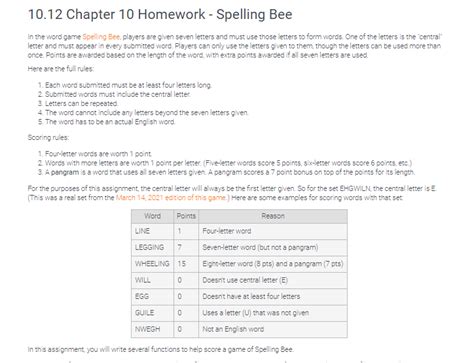 Solved 1012 Chapter 10 Homework Spelling Bee In The Word