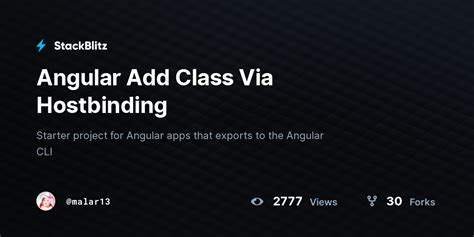 Angular Add Class Via Hostbinding Stackblitz