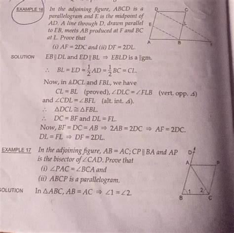 EXAMPLE In The Adjoining Figure ABCD Is A Parallelogram And E Is The