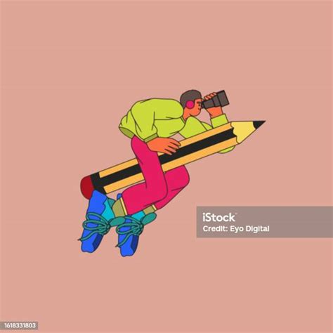 연필 위를 날고 있는 아이의 그림 학교 개념으로 돌아갑니다 개념에 대한 스톡 벡터 아트 및 기타 이미지 개념 고등학교 이하 공부 Istock