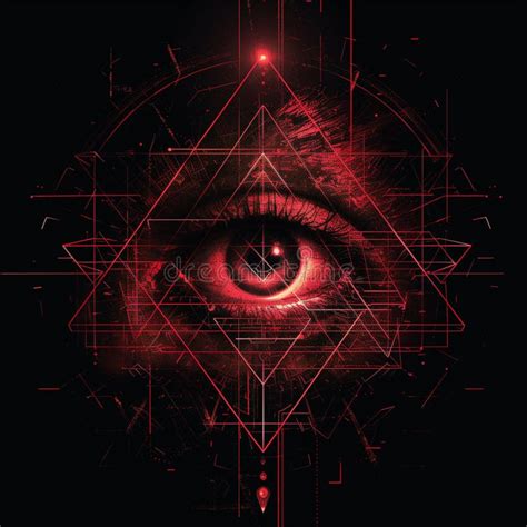 All Seeing Eye Symbol With Digital Artificial Intelligence Cyber