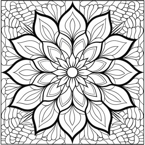 Symmetric Flower Design Coloring Page Premium Ai Generated Image