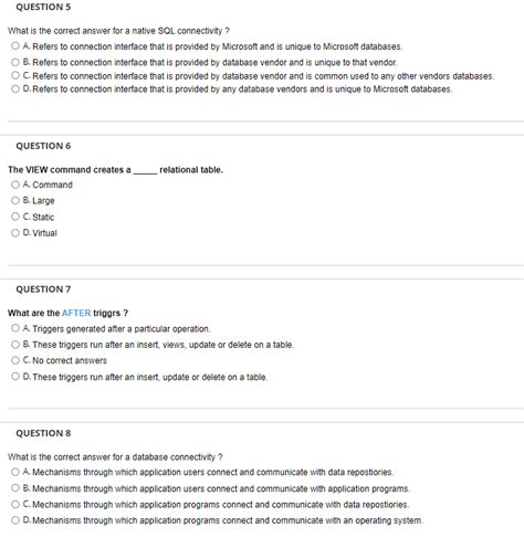 Solved What Is The Correct Answer For A Native SQL Chegg Com