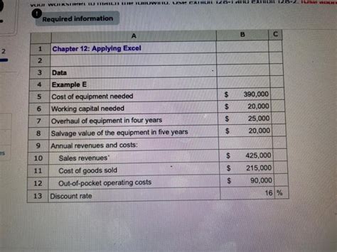 Solved Chapter 12: Applying Excel: Exercise (Part 2 of 2) 2. | Chegg.com