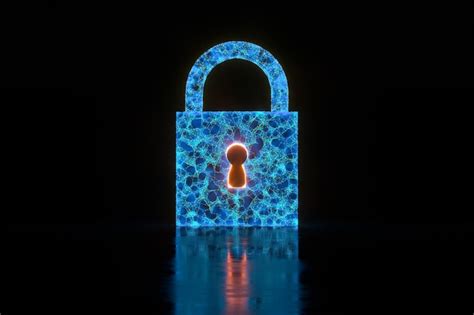 Premium Photo Security Lock With Glowing Sketch Lines 3d Rendering