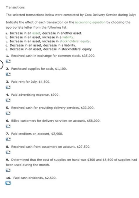 Solved Transactions The Selected Transactions Below Were
